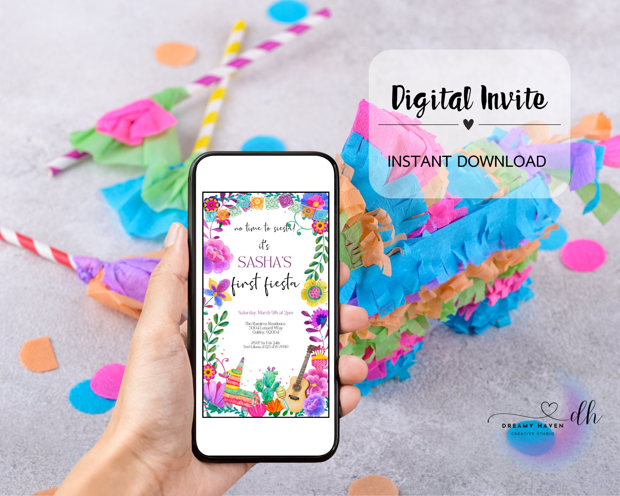 First Fiesta Birthday Party Digital Invitation Printable Template - Etsy
