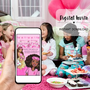 Pink Doll Slumber Sleepover Birthday Party Digital Invitation Printable ...