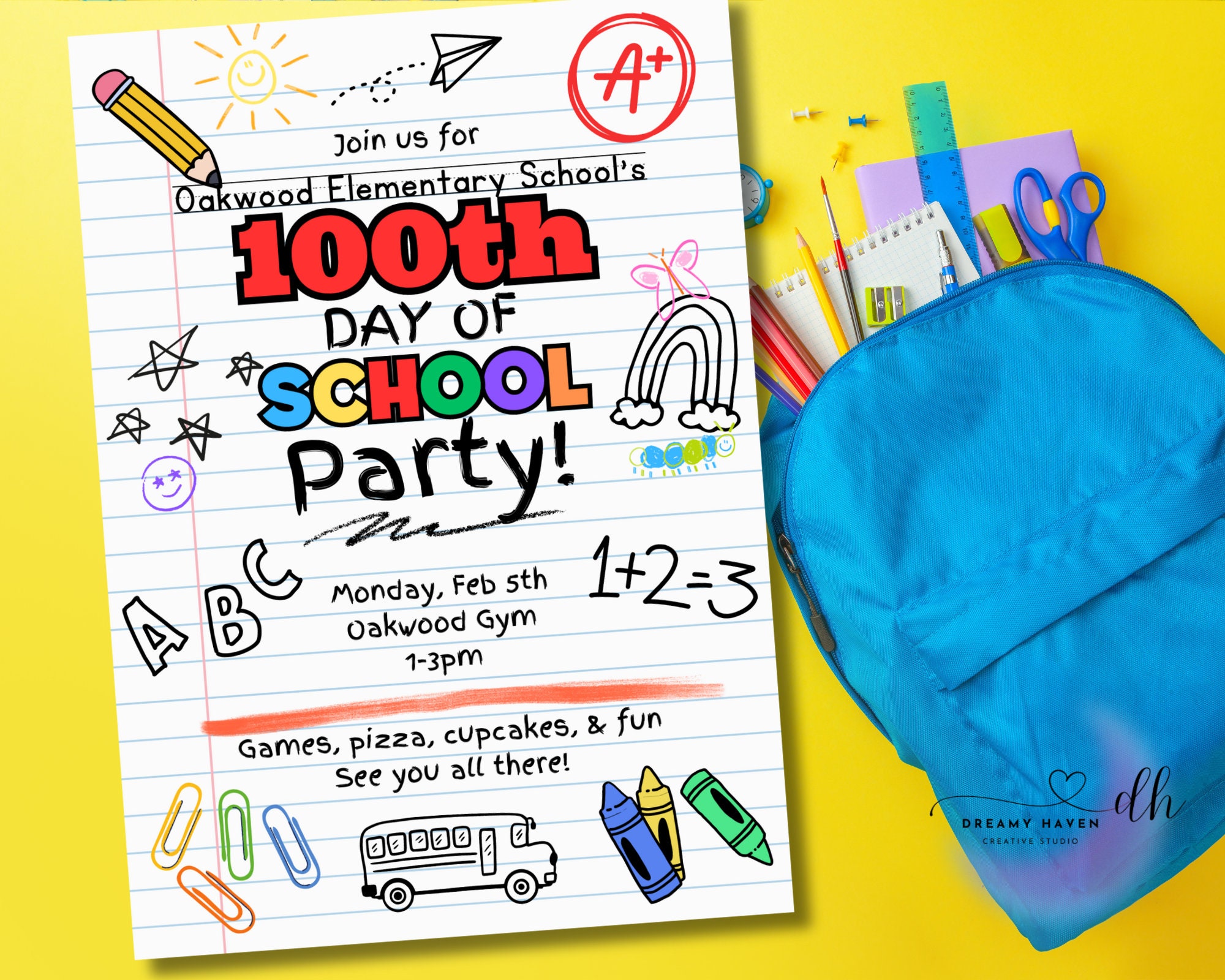 100th Day of School 100 Days of School 100 Days Smarter Party Digital ...