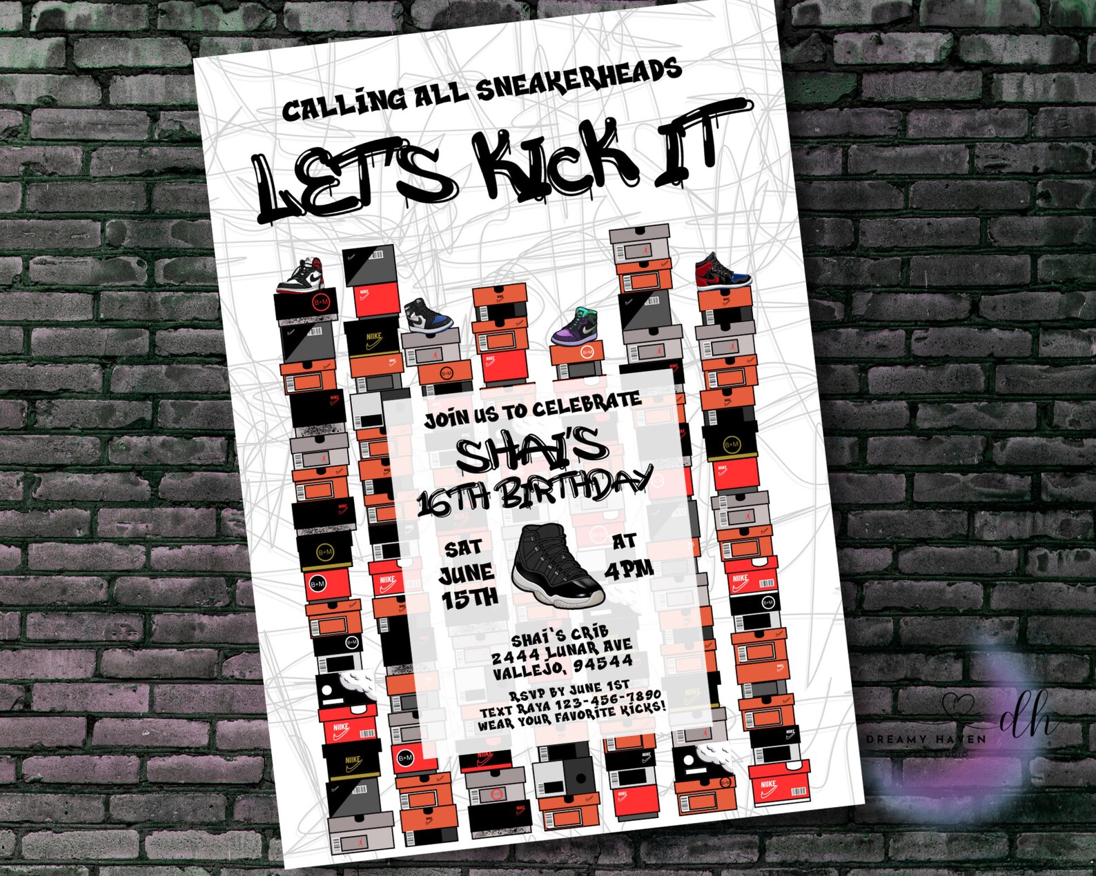 Sneakerhead Kick It Sneaker Birthday Party Digital Invitation Printable ...