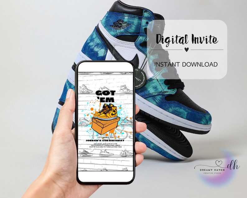 Got ‘em Sneaker Birthday Party Digital Invitation Printable Template - Etsy