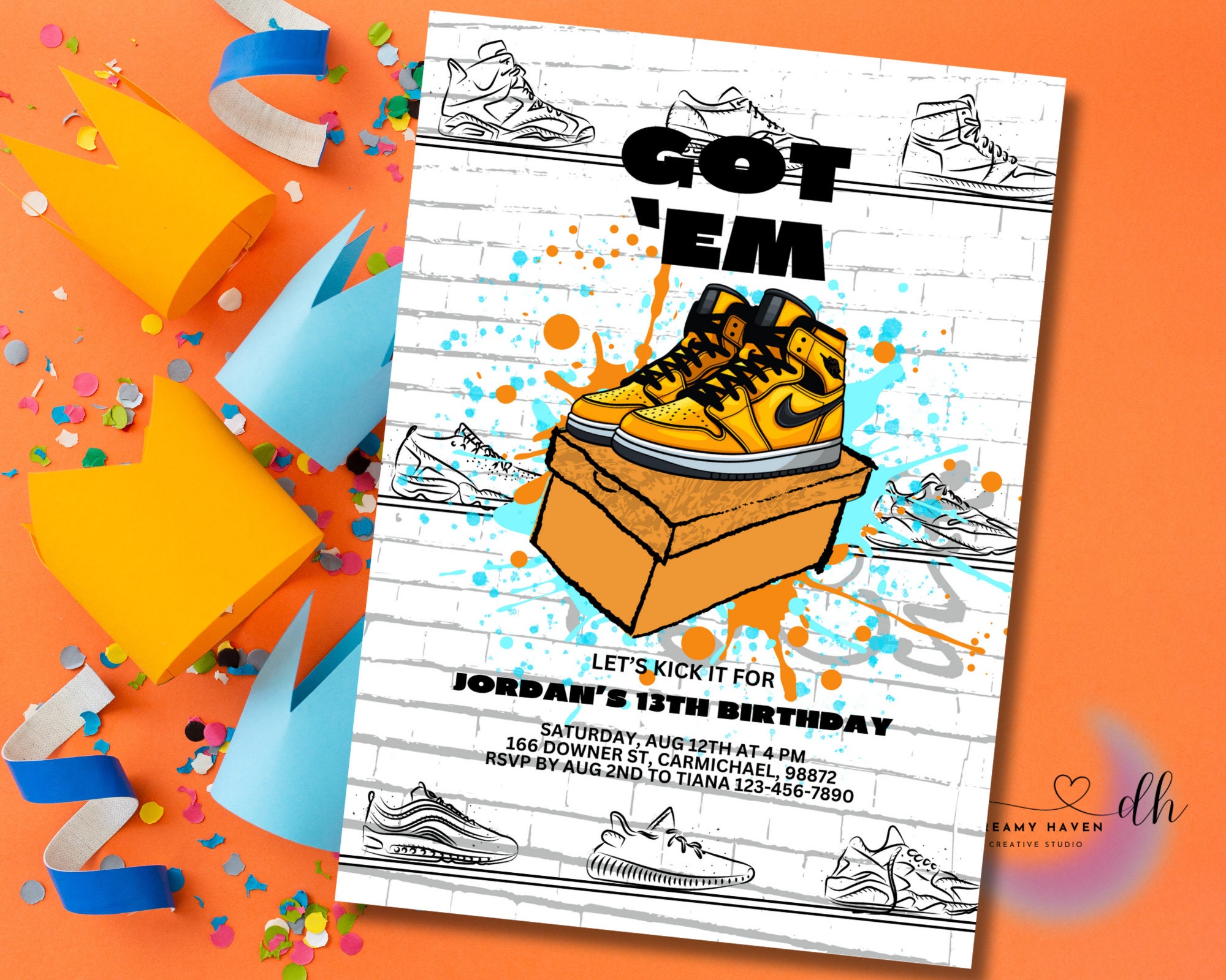 Got ‘em Sneaker Birthday Party Digital Invitation Printable Template - Etsy