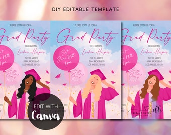 Pink Graduation Party Template - Etsy