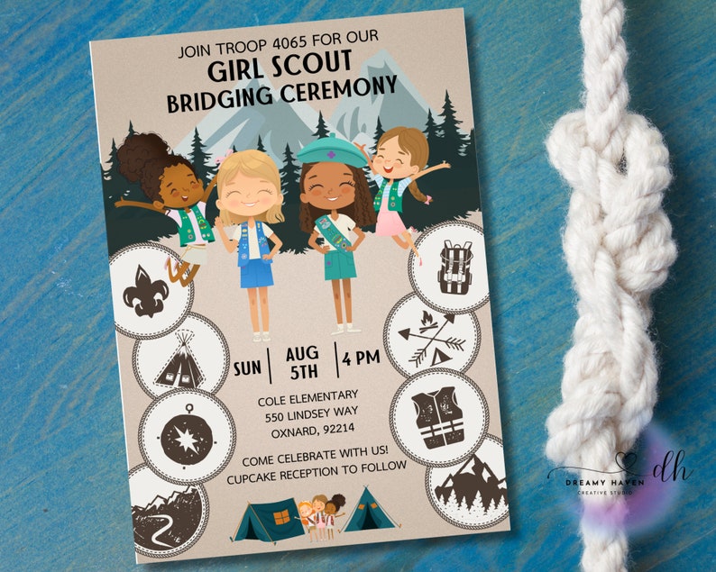 Girl Scout Bridging Ceremony Digital Invitation Printable Template - Etsy