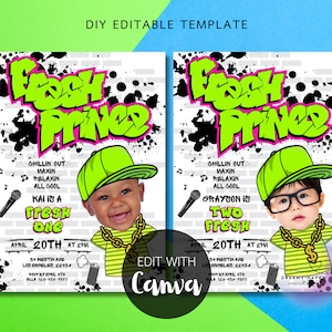 Fresh Prince Fresh One Two Fresh Birthday Party Digital Invitation ...