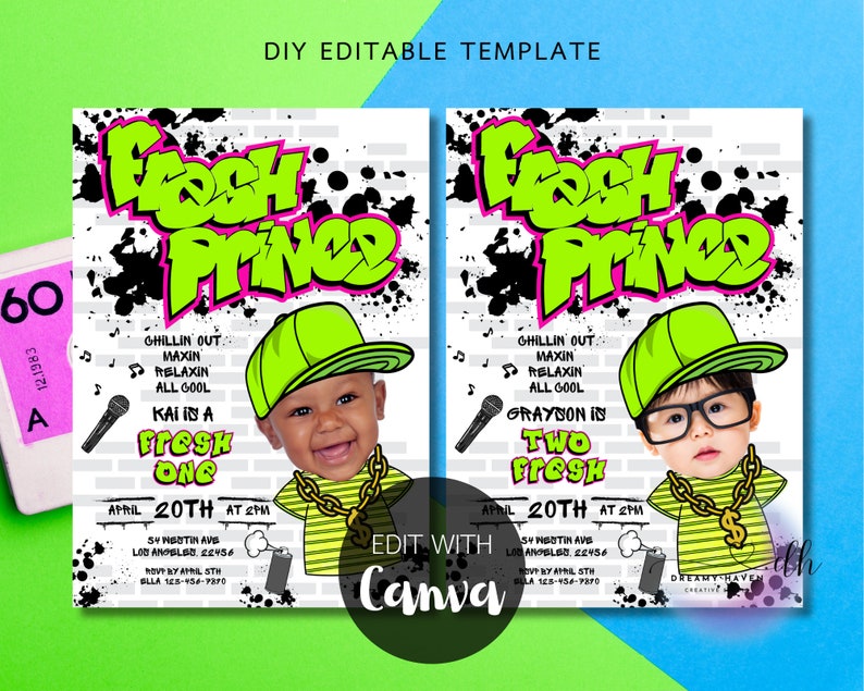 Fresh Prince Fresh One Two Fresh Birthday Party Digital Invitation ...