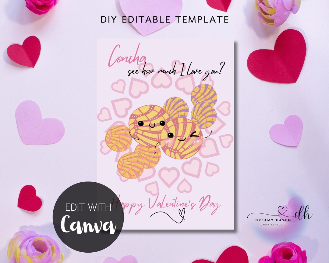 Concha Valentines Day Digital Card Printable Template - Etsy