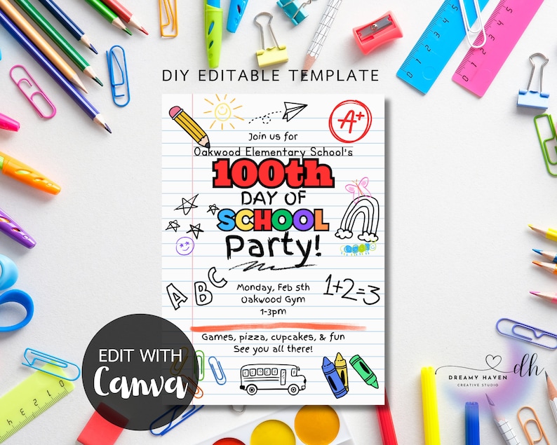 100th Day of School 100 Days of School 100 Days Smarter Party Digital ...