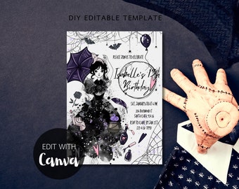 Wednesday Birthday Invitation Template, Addams Family Party Invitation ...