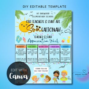 Sunsational Teacher Appreciation Week Summer Theme Digital Flyer ...