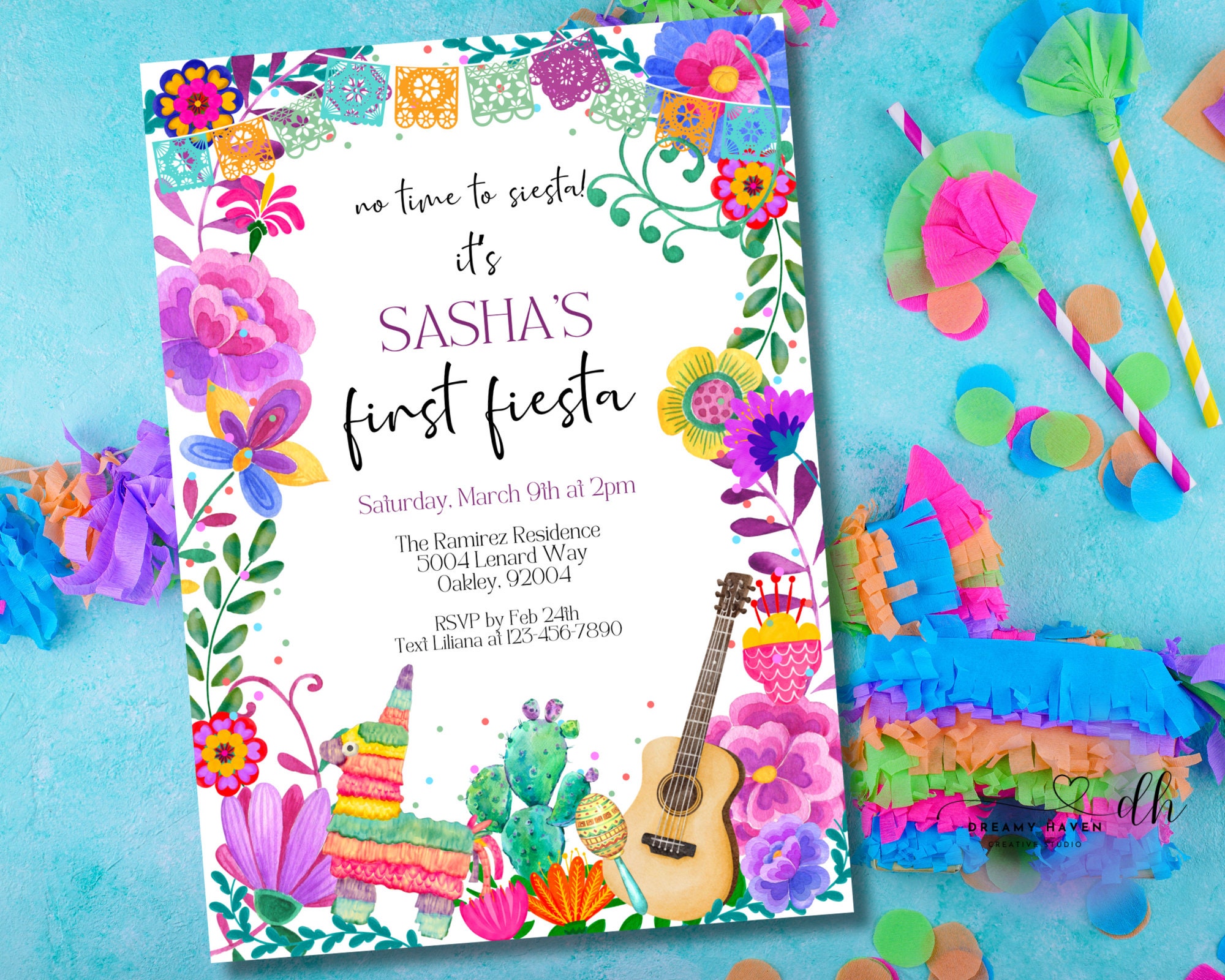 First Fiesta Birthday Party Digital Invitation Printable Template - Etsy