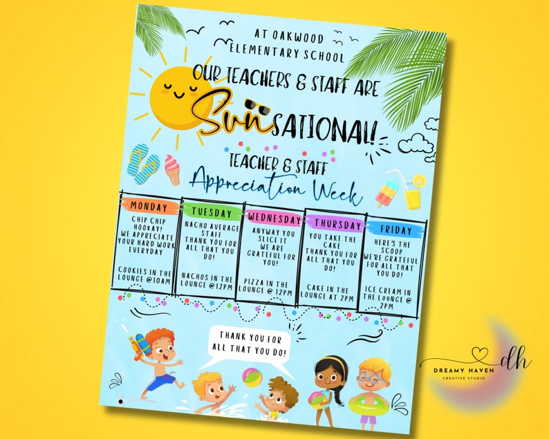 Sunsational Teacher Appreciation Week Summer Theme Digital Flyer ...