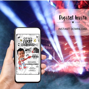 Rock N Roll First World Tour Birthday Party Digital Invitation ...
