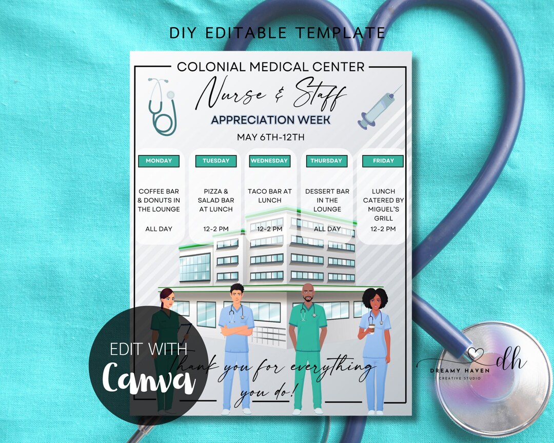 Nurse Appreciation Hospital Week Flyer Printable Template - Etsy
