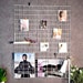 Large White Wire Wall Grid With Metal Book Shelf, Polaroid Display ...