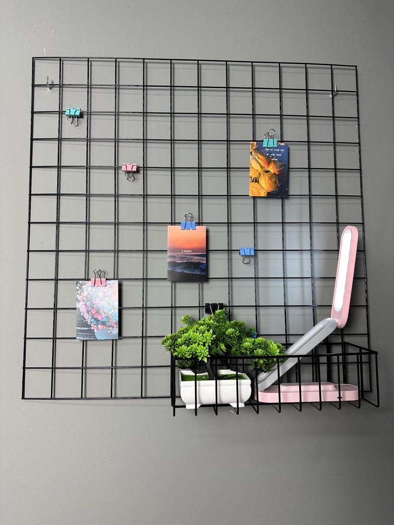 Hanging Wire Moodboard Wall Grid, Custom Size Metal Photo Display Board ...