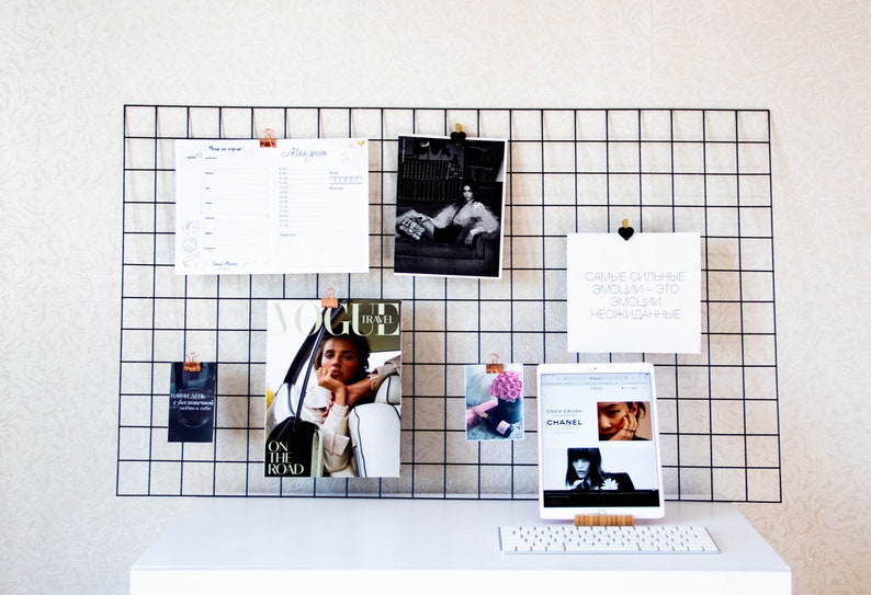 Wire Grid Organizer Custom Wall Display for Photos, Memo Board, Office ...