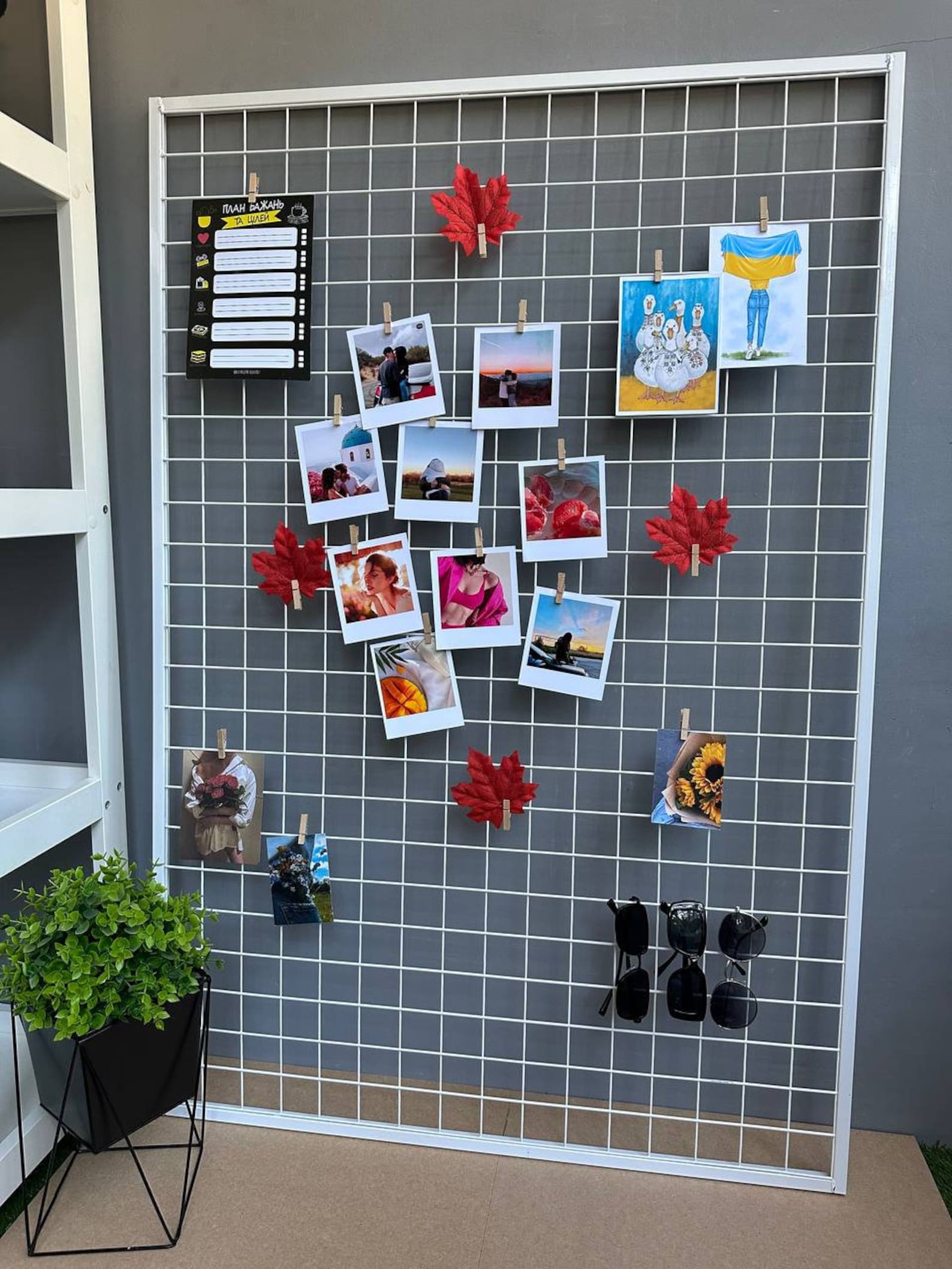 Wire Wall Grid for Polaroids and Plants for Workspace, Metal Mesh ...