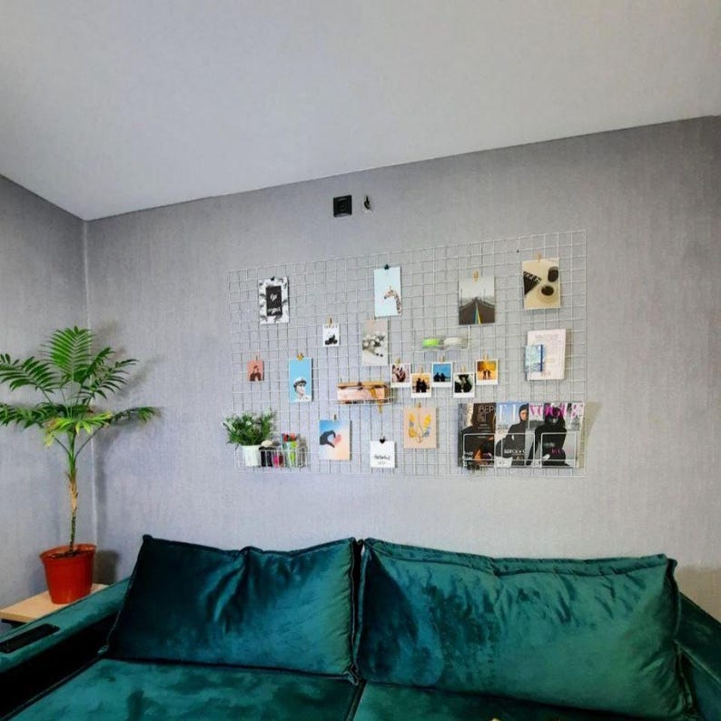 Hanging Wire Moodboard Wall Grid, Custom Size Metal Photo Display Board ...