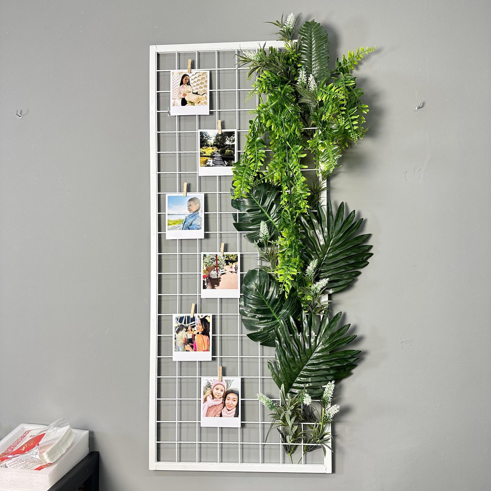 Large White Wall Organizer Grid 100x40 Cm With Frame, Metal Wire Notice ...