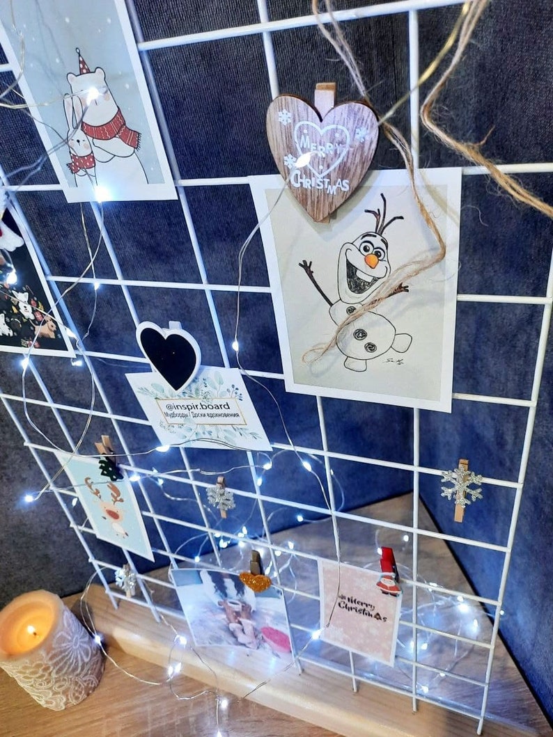 White Wire Memo Board Wall Grid for Creative Study Room Decor, Modern ...