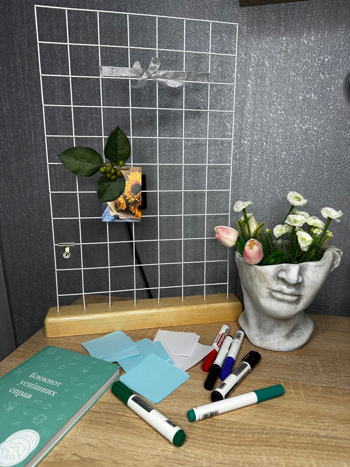 White Wire Memo Board Wall Grid for Creative Study Room Decor, Modern ...