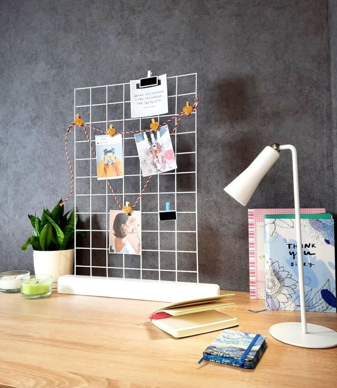 White Wire Memo Board Wall Grid for Creative Study Room Decor, Modern ...