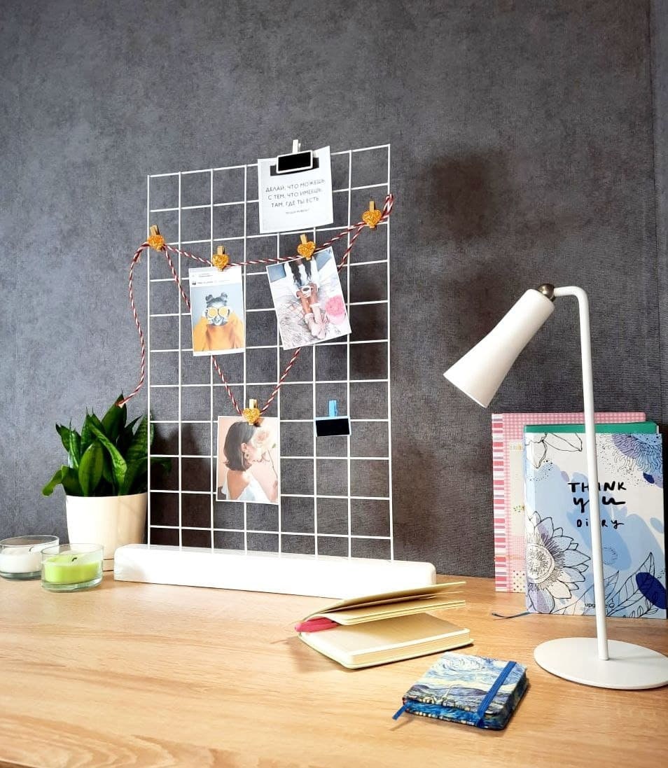White Wire Memo Board Wall Grid for Creative Study Room Decor, Modern ...