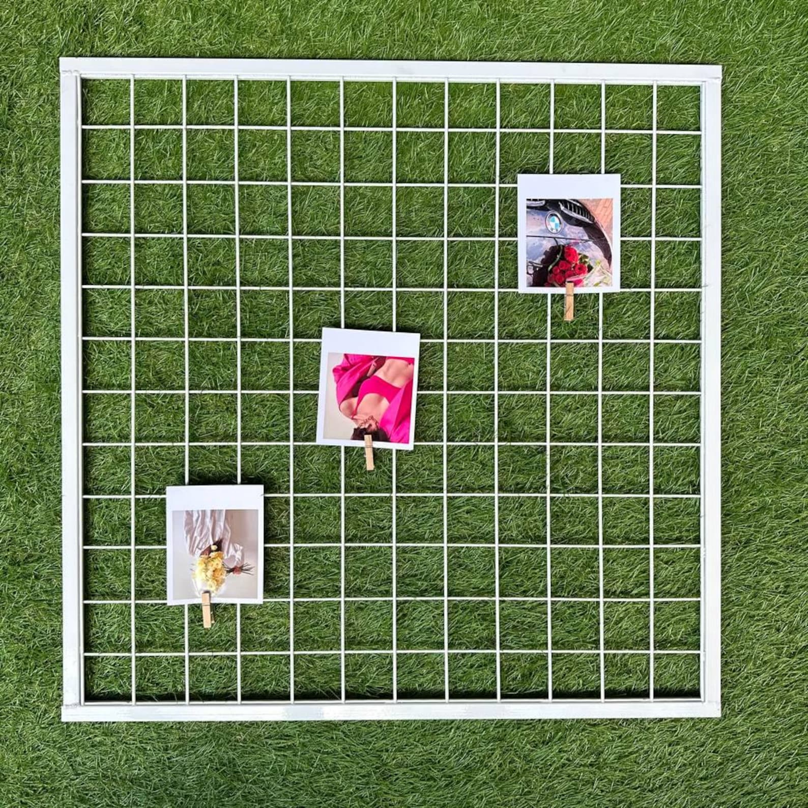 Framed Metal Wall Grid Board, Large Photo Display Organizer, Wire Memo ...
