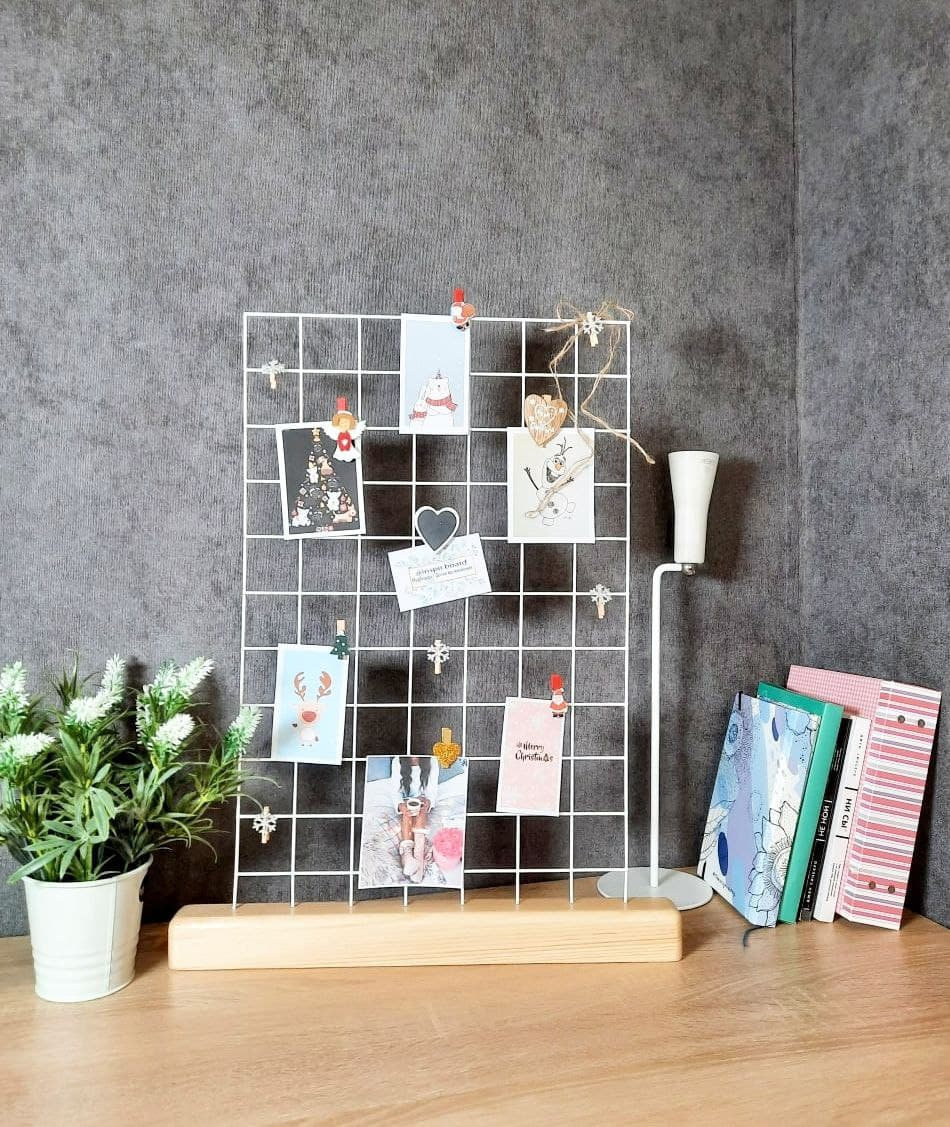 White Wire Memo Board Wall Grid for Creative Study Room Decor, Modern ...