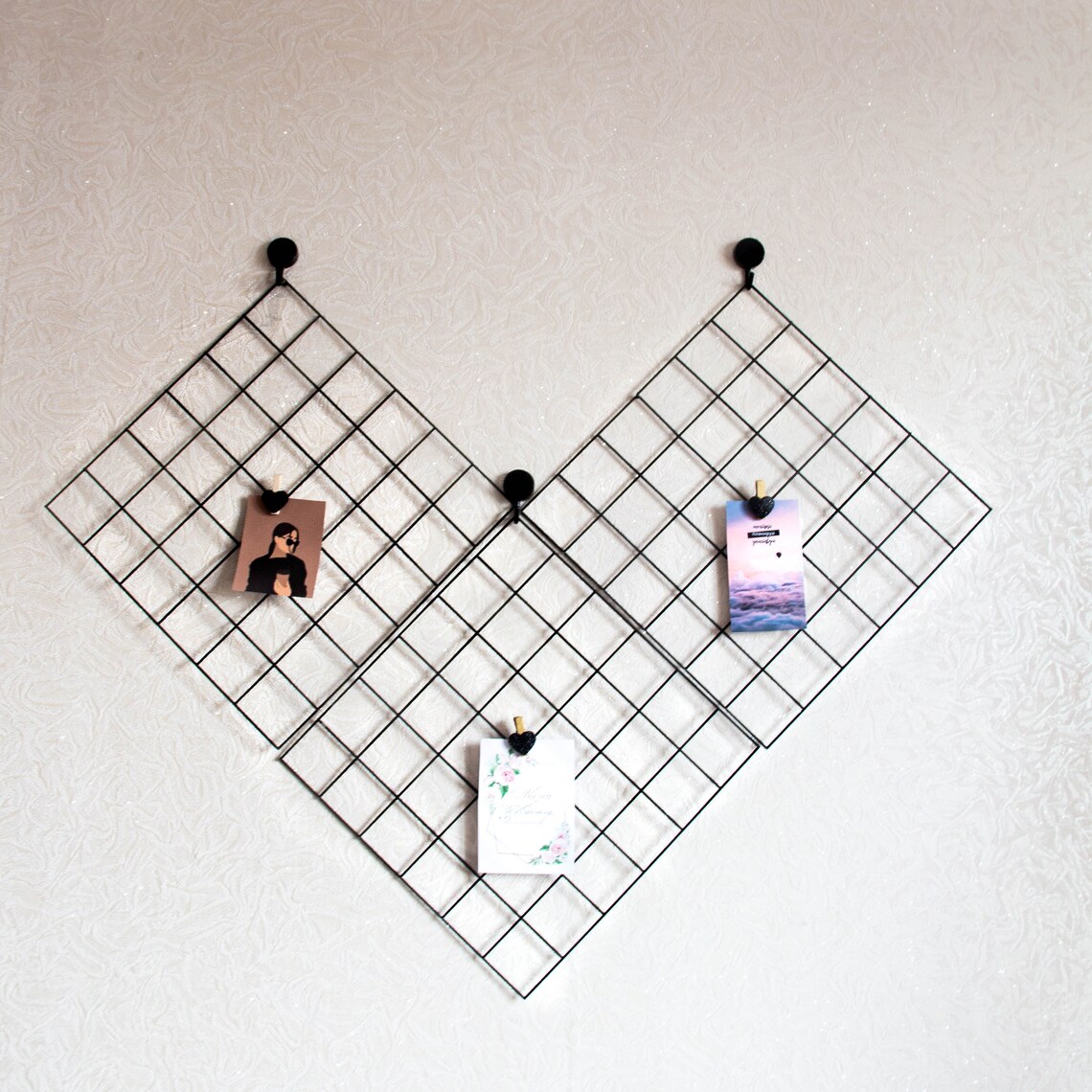 Modern Wire Wall Grid for Photos and Memos, Sleek Polaroid Wall Grid ...