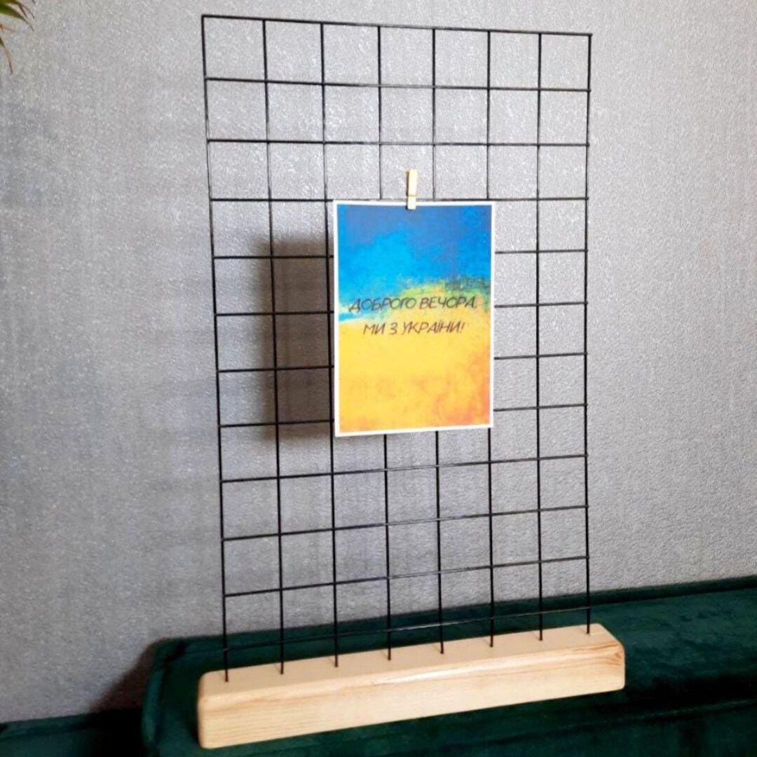 Tabletop Memo Board With Clips, Metal Desk Photo Display Grid ...
