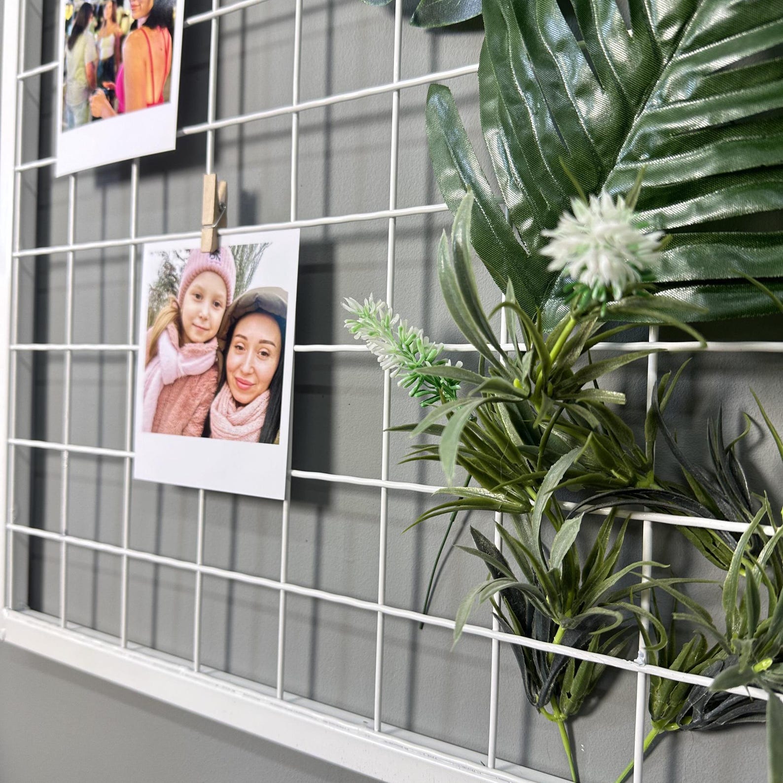 Large White Wall Organizer Grid 100x40 Cm With Frame, Metal Wire Notice ...