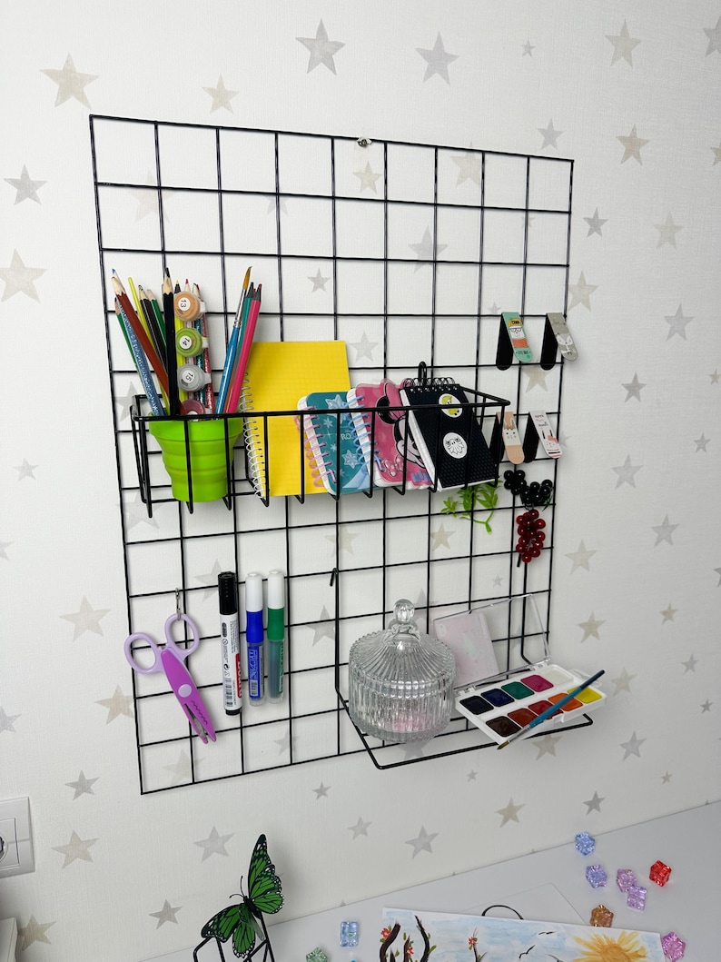 Kids Memo Board Organizer, Wall Wire Grid Organizer for Art, Photos ...