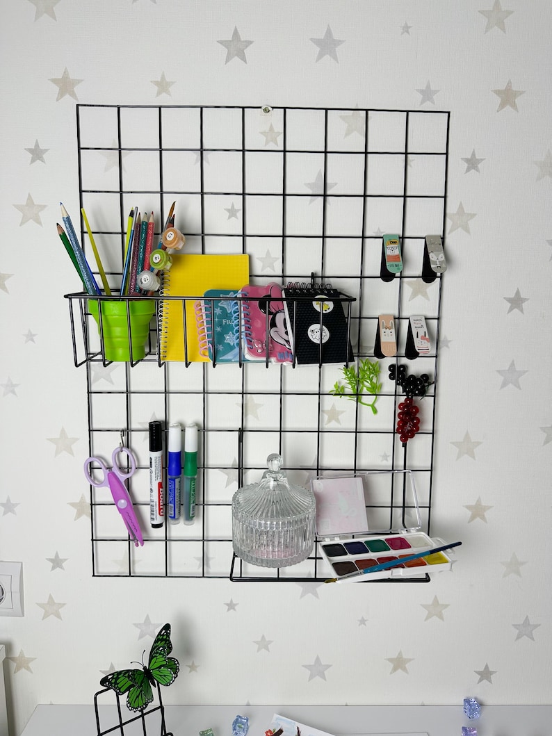 Kids Memo Board Organizer, Wall Wire Grid Organizer for Art, Photos ...