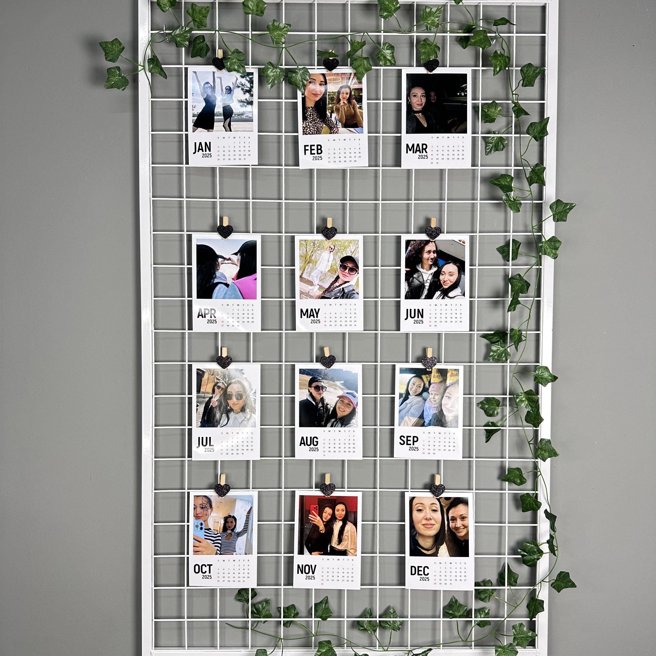 Photo Wall Display Board With Clips, Metal Mesh Grid Organizer ...