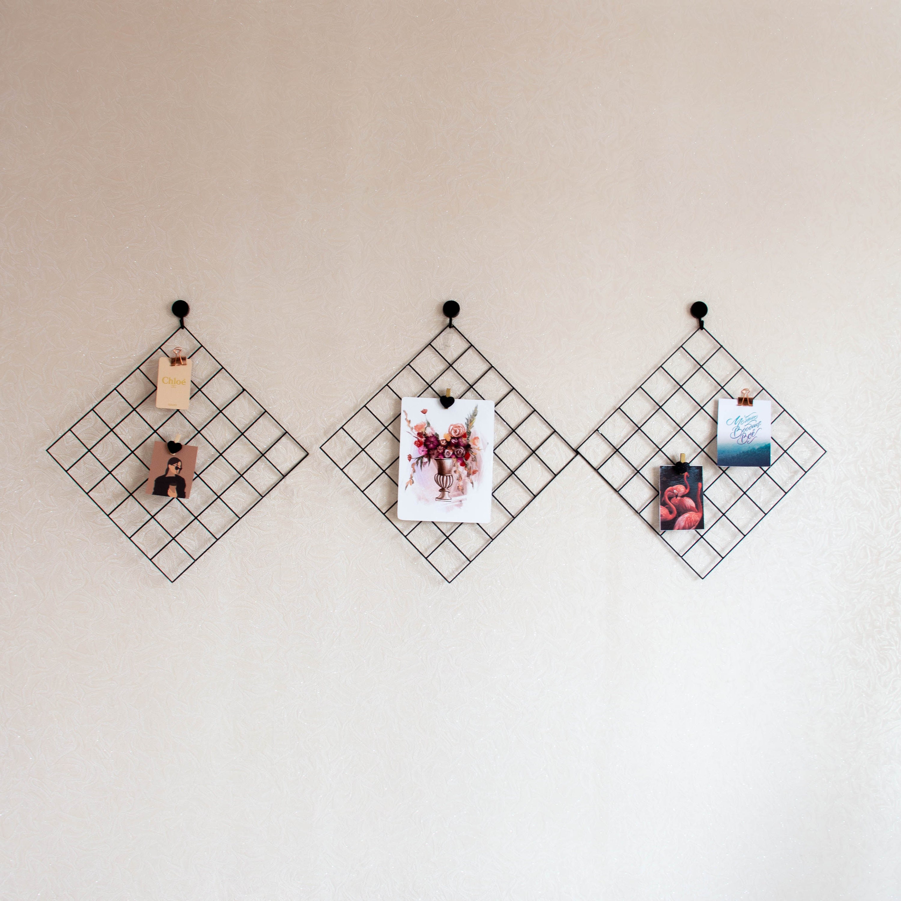 Modern Wire Wall Grid for Photos and Memos, Sleek Polaroid Wall Grid ...