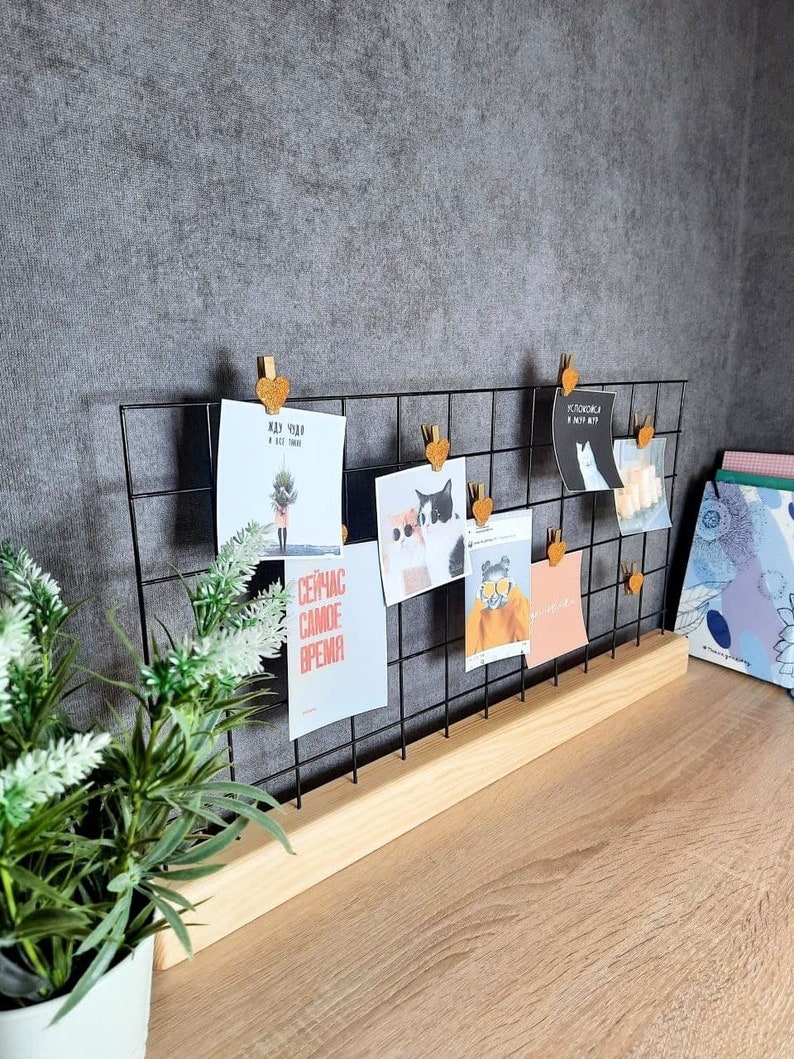 Black Wire Memo Board, Modern Table Grid Decor for Office Organization ...