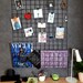 Large White Wire Wall Grid With Metal Book Shelf, Polaroid Display ...