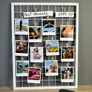 Photo Wall Display Board With Clips, Metal Mesh Grid Organizer ...
