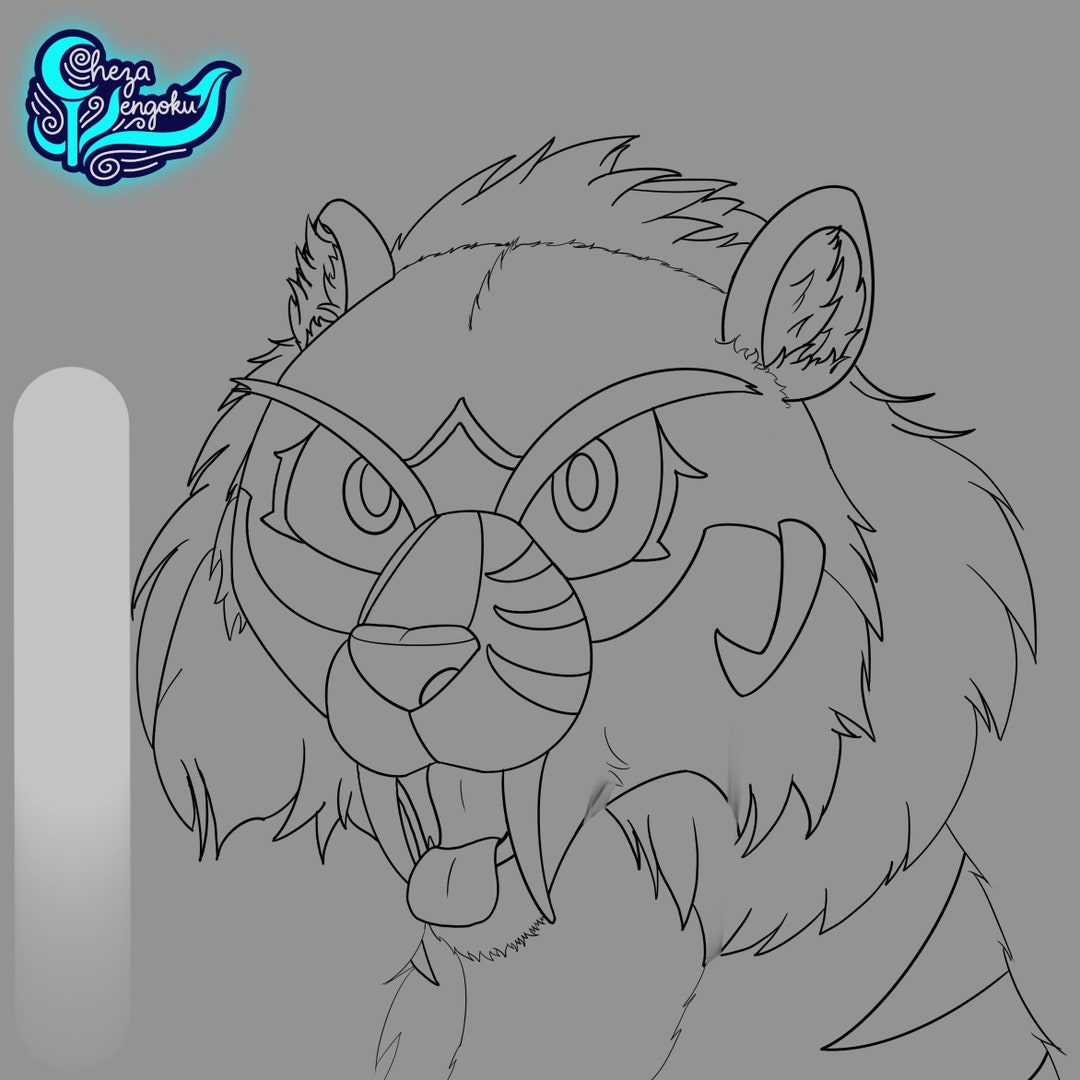 Sabertooth Tiger Head Base lineart - Etsy