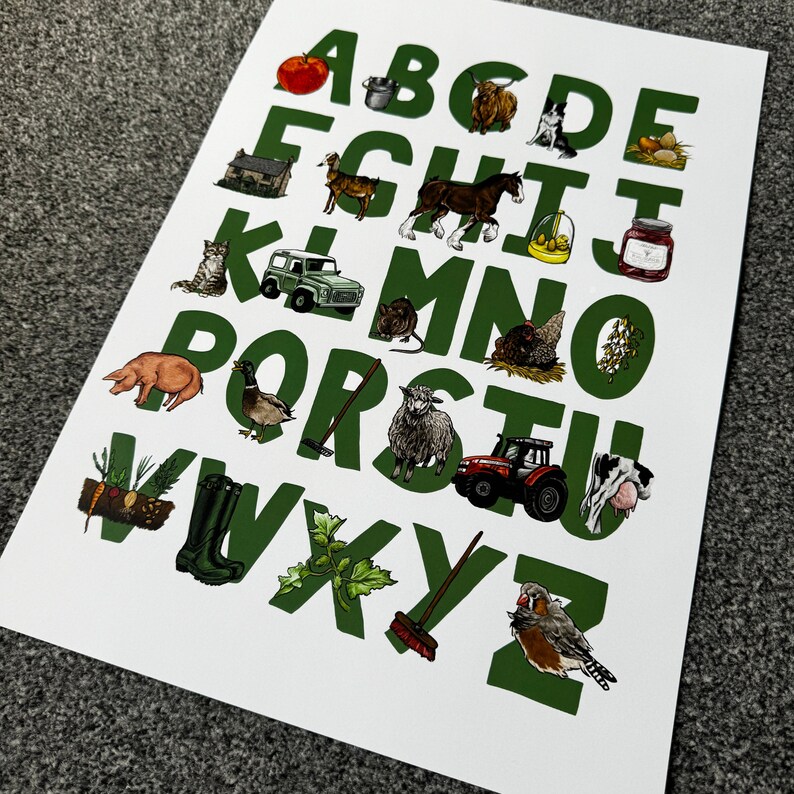 Farm Animal Alphabet Print Farm Alphabet Poster ABC Alphabet Nursery ...