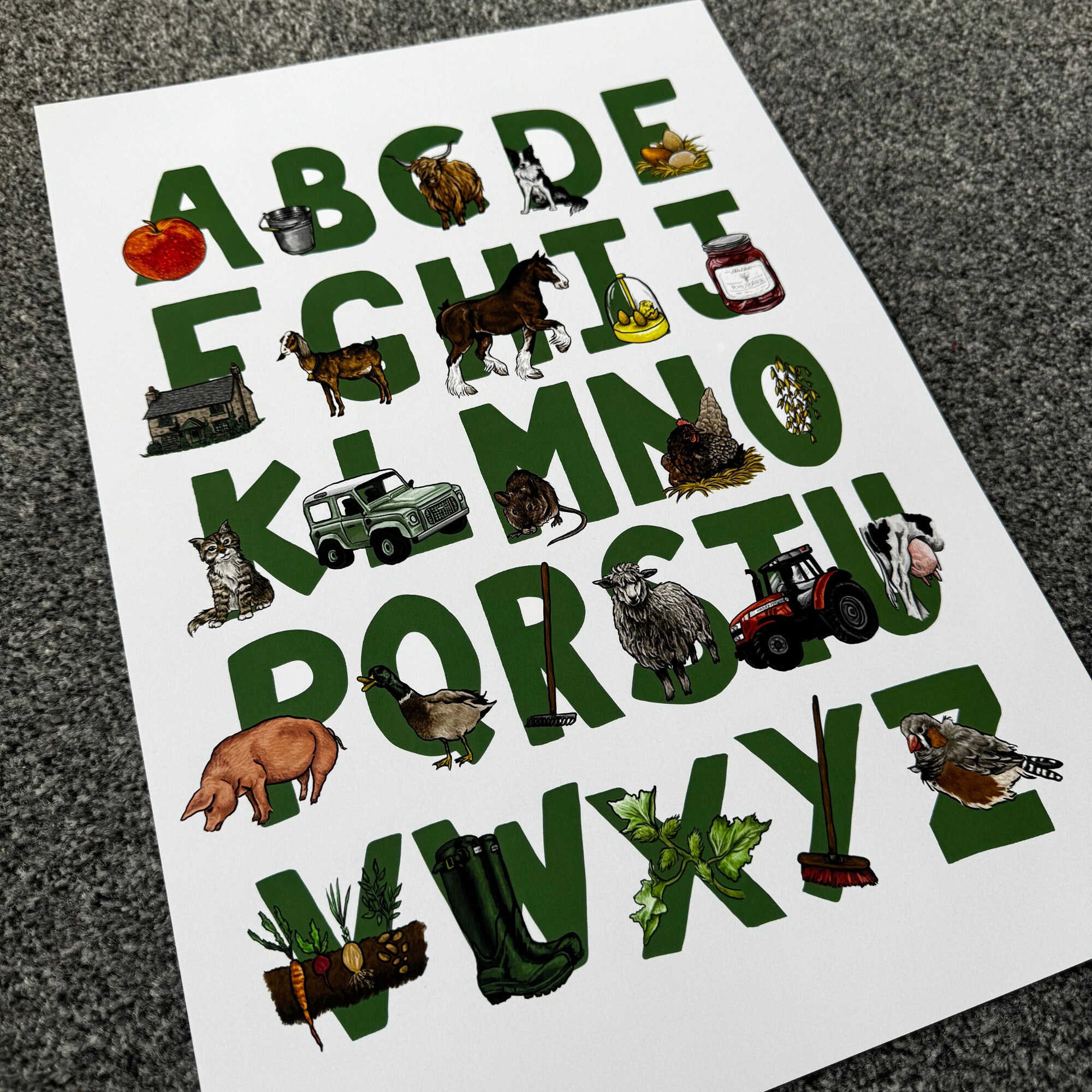 Farm Animal Alphabet Print Farm Alphabet Poster ABC Alphabet Nursery ...