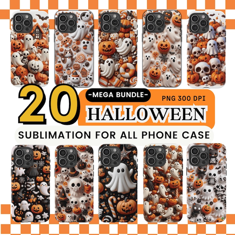 Halloween Phone Case 3D Sublimation Designs: Iphone/samsung Bundle (PNG ...