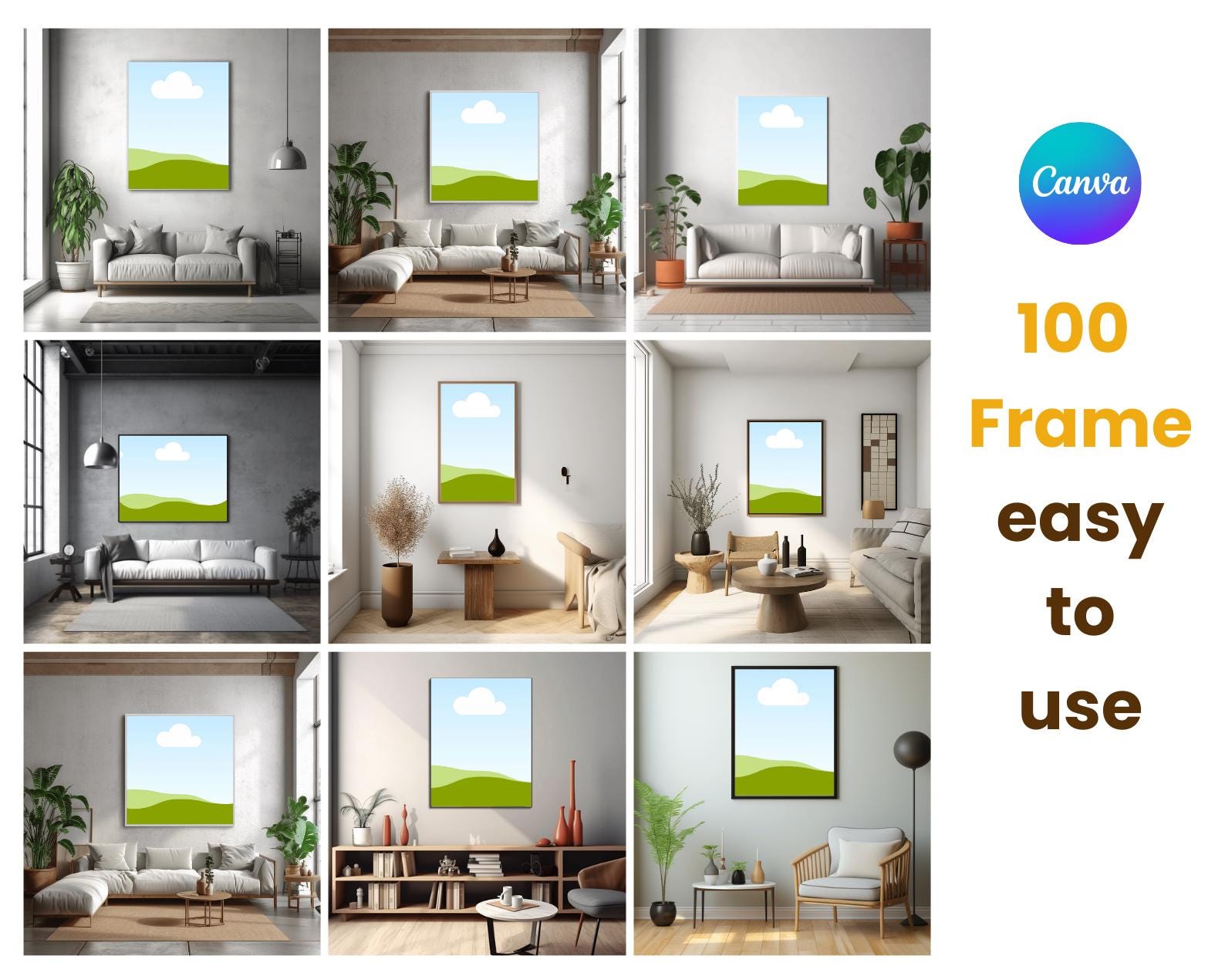 100 Frames Mockup Bundle: Canva Wall Art Template (digital Download) - Etsy