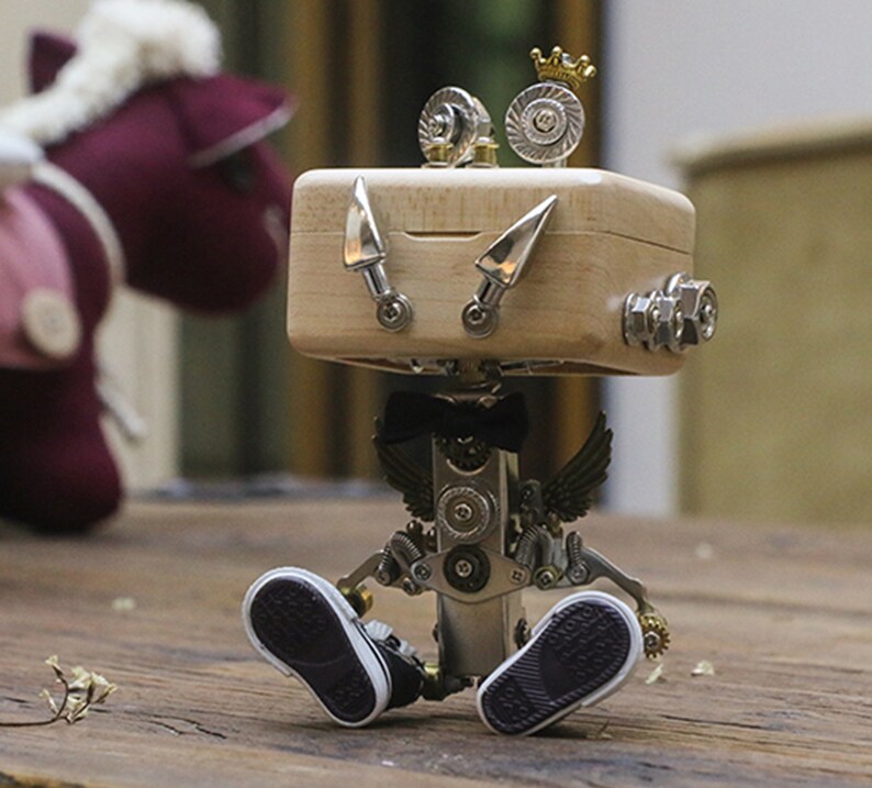 3D Hand Crank Music Box, Robot Steampunk Style Gift, Home Decor ...