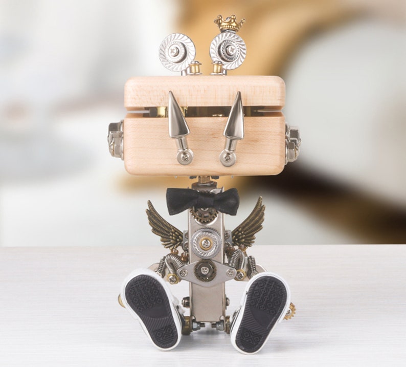 3D Hand Crank Music Box, Robot Steampunk Style Gift, Home Decor ...