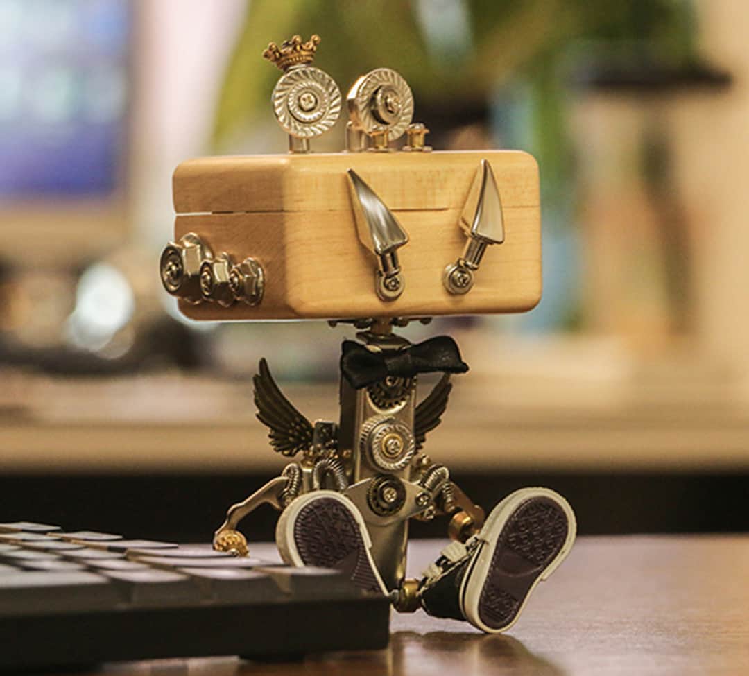 3D Hand Crank Music Box, Robot Steampunk Style Gift, Home Decor ...