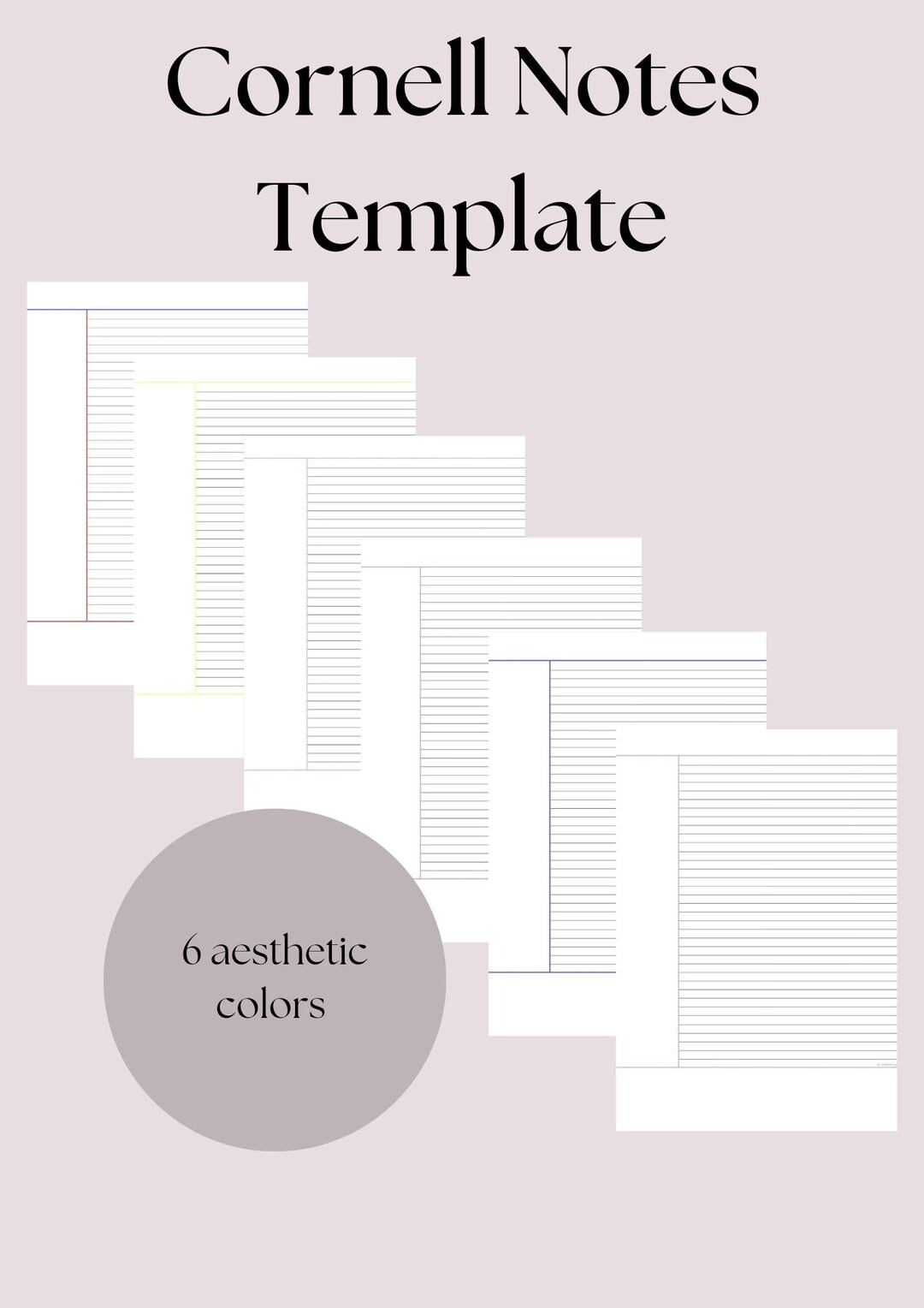 Digital Aesthetic Cornell Note Template PDF for Printig or Digital Note ...