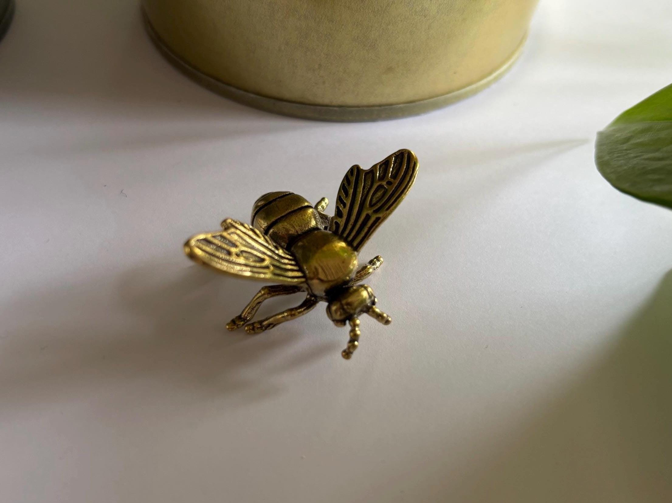 Vintage Brass Bee Figurine, Miniature Insect Ornament, Gold Bee Tea Pet ...